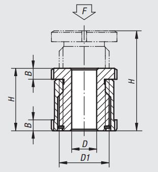 Adjustable Height Screw H= 67 D2= 45 D= 13.5 Ref. Norelem 27700-02512
